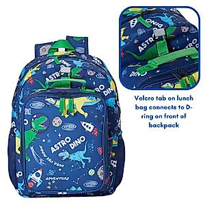RALME 16 Inch Dinosaur Backpack with Lunch Box Set for Boys or Girls, Value Bundle, Blue