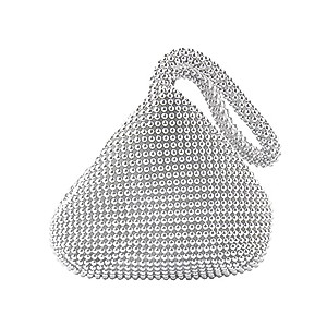 Framendino, Triangle Bling Purse Rhinestone Evening Bag Sequins Clutch Purses Fashion Handbag Luxury Zipper Pouch for Women Girls Wedding Party Prom Night Silver