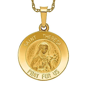 IceCarats 14K Yellow Gold Saint Theresa Medal Necklace Charm Pendant 21mm x 15mm Only