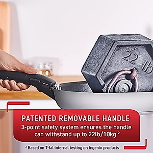 T-fal Ingenio Stainless Steel Cookware Set 4 Piece Induction Stackable, Detachable Handle, Removable Handle, RV Cookware, Cookware, Pots and Pans, Oven, Broil, Dishwasher Safe Silver