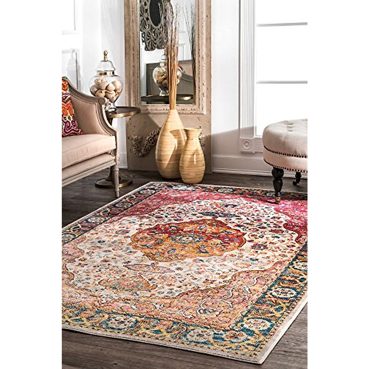 nuLOOM Shirlee Vintage Medallion Area Rug, 4' x 6', Orange