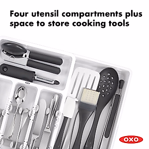 OXO Good Grips Expandable Utensil Organizer, 9.75 inches, White