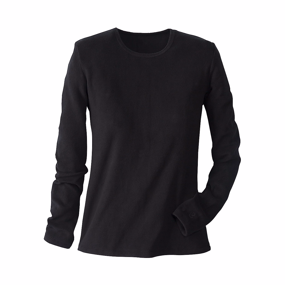 Cuddl Duds Women's Fleecewear with Stretch Crew Neck Top, Black, Large