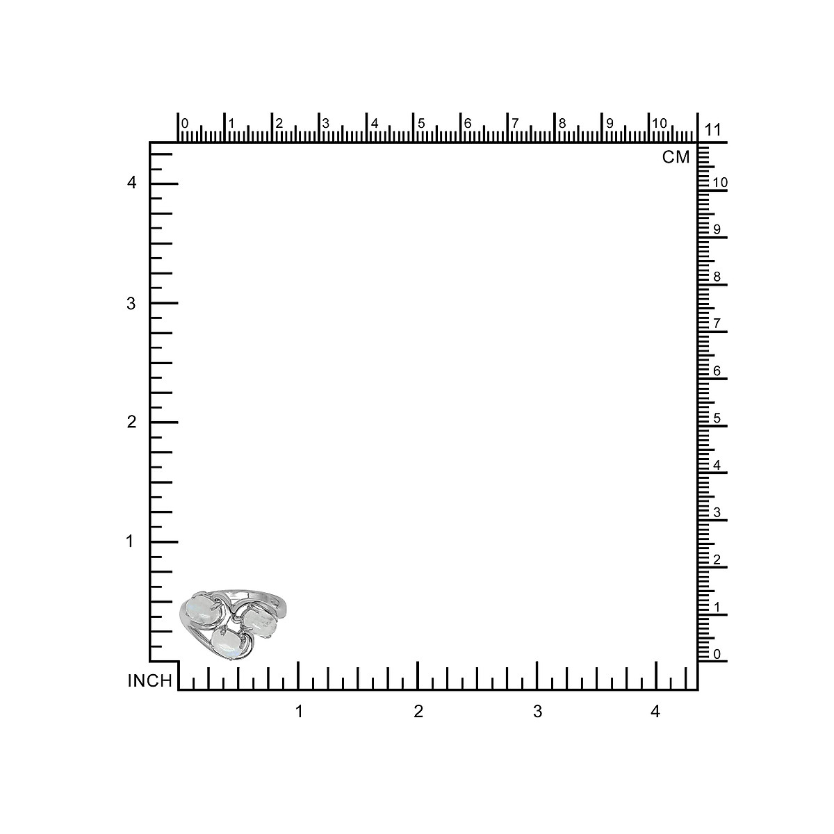 Silvershake Natural Rainbow Moonstone 925 Sterling Silver 3-Stone Cluster Ring Size 7.5