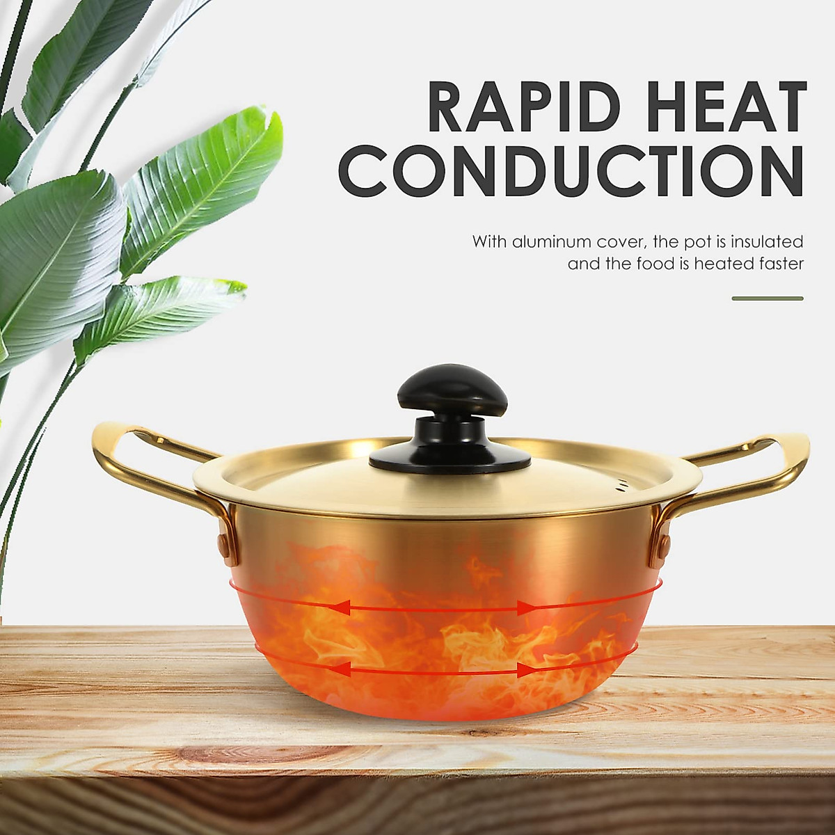 YARDWE 1 Set Stainless Steel Instant Noodle Pot Korean Ramen Korean Noodles Ramen Seafood Boil Pot Ramen Noodle Cooker Japanese Ramen Chocolate Milk Pans Cooking Pot Induction Saucepan