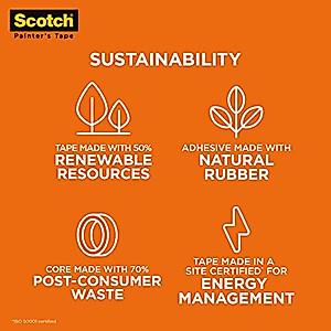 Scotch 2020+-48EP3 Heavy Duty Masking Tape, 1.88" Width, Orange