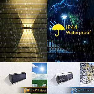 Mrzxy Solar Wall Lights Outdoor Aluminum Housing Waterproof Up and Down Wall Sconce Dusk to Dawn LED Outdoor Lighting for House Yard Deck Garage Front Porch