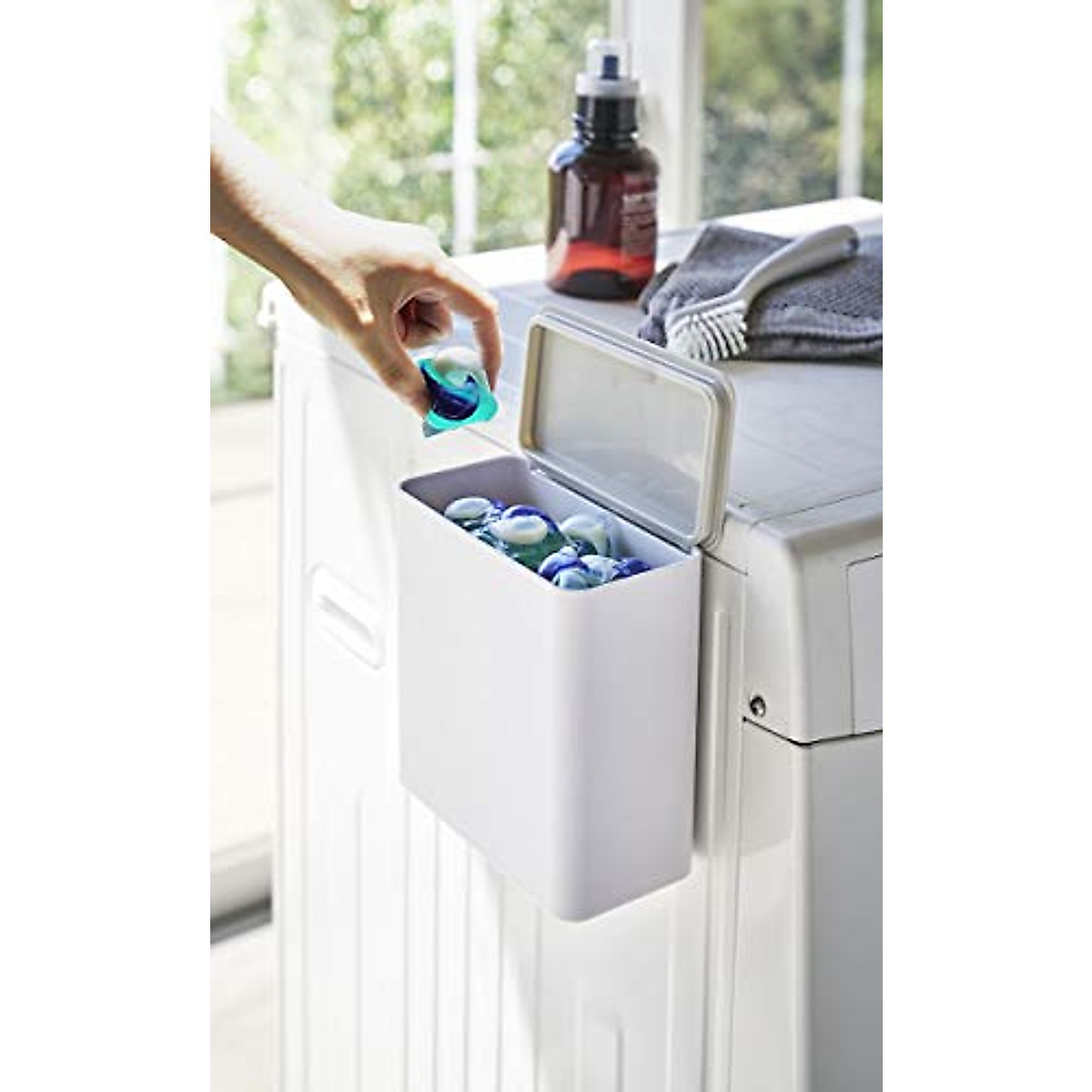 Yamazaki Home Plate Magnetic Detergent Pod Container closet storage and organization systems, One Size, White