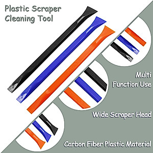 Moicstiy 12Pcs Plastic Scraper Cleaning Tool Non-Scratch Carbon Fiber Multi-Purpose Stiff Scraper Pen-Shaped Scraper Tool for Paint, Stickers Label, Food, Tight Spaces, Crevices (Black & Blue)