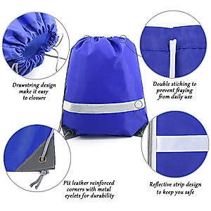 BeeGreen 20 Pieces Royal Blue Drawstring Backpacks Bags Bulk, String Bags Reflective Cinch Sack, DIY Blank Drawstring Bags for Women and Men