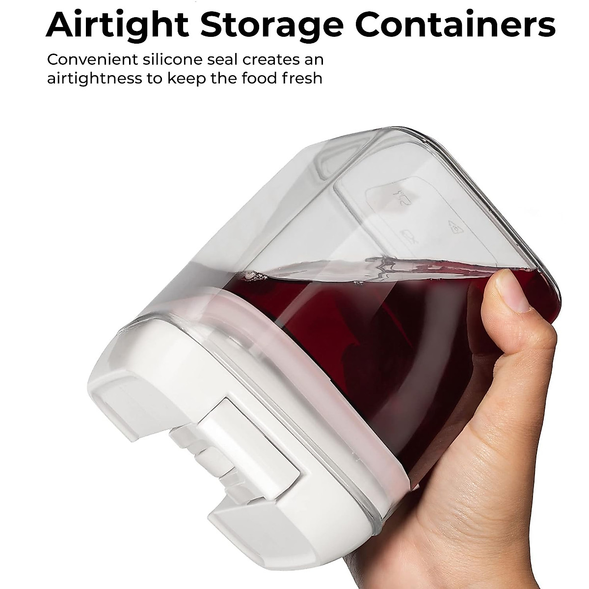 Shazo 6 PC Airtight Food Storage Containers + 6 Spoons - BPA Free Clear Plastic Snack & Spice Containers with Easy Lock Lids - Kitchen and Pantry Organization for Herbs, Coffee, Tea - 0.5L / 2.1 Cups