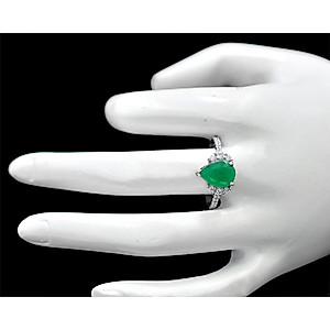 Natural 11X8 MM Green Emerald Gemstone Ring 925 Sterling Silver May Birthstone Art Deco Ring Women Engagement Ring Wedding Gift For Her (Sterling Silver, 11.25 US)