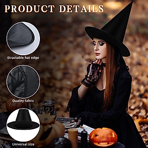 TiurDin Black Halloween Witch Hat Floating Witch Hats Hanging Wizard Hat for Halloween Party Decorations 2 Pack