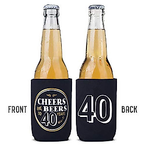 Prazoli 40th Birthday Can Coolers (12 Pack) - Happy 40 Birthday Decorations for Men , Cheers and Beers to 40 Years , Happy 40th Birthday Party Favors , Over The Hill Birthday Decorations 40th Party