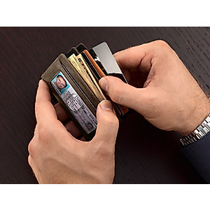 Urban Tribe Compact RFID Sleeve Wallet Premium Leather Minimalist Money Clip Card Holder