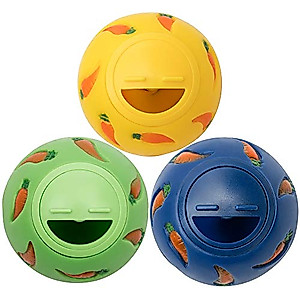 Niteangel Treat Ball, Snack Ball for Guinea Pigs, Rabbits, Hedgehogs and Other Small Pets (Small, Yellow, Blue & Green)