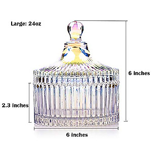 CHOOLD Luxury Colorful Tent Shaped Crystal Candy Jar with Lid,Clear Glass Apothecary Jar Wedding Candy Buffet Jar Food Jar. 24oz
