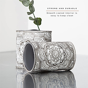 BINO Bathroom Accessories Set - Grey | Soap Dispenser | Toothbrush Holder | Tumbler | 3-Piece Bathroom Organizer Countertop Set | Bathroom Decor | Home Decor | Bathroom Set