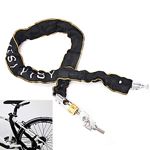 MGUOTP Bicycle Lock Heavy Duty Motorbike Motorcycle Scooter Bike Cycle Motor Bicycle Chain Pad Lock Security Iron Chain Inside + Keys Bike Locks (Color : Black)