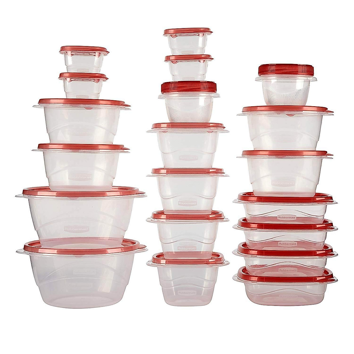 Rubbermaid TakeAlongs Assorted Food Storage Containers, Tint Chili, 40-Piece Set