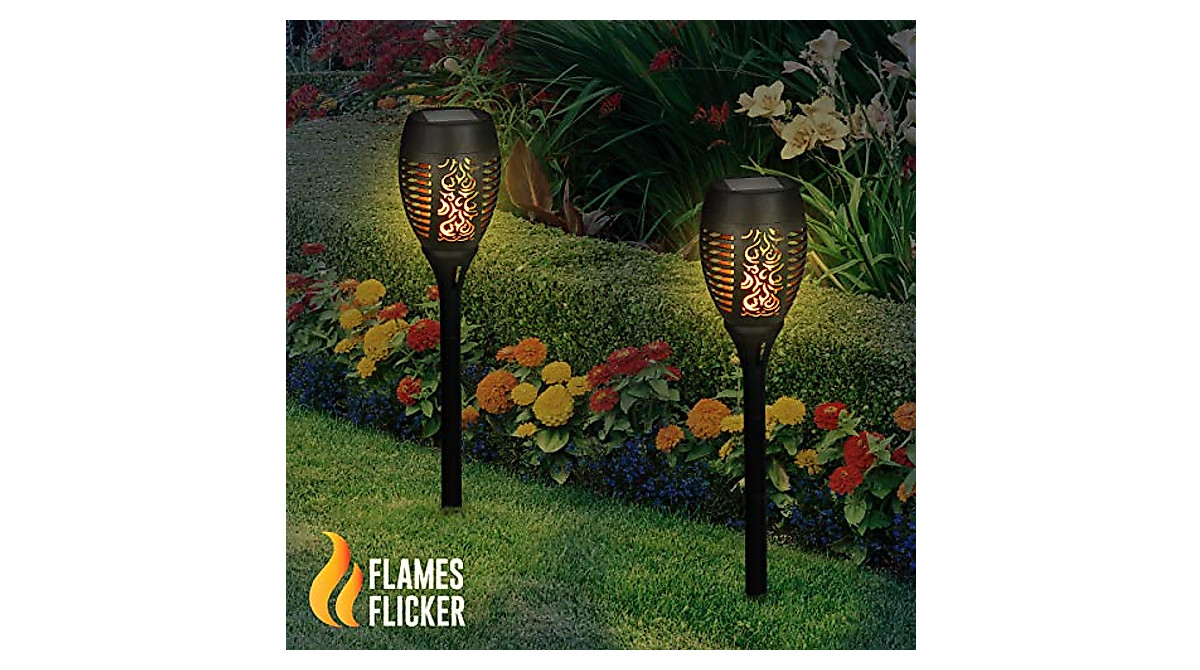 Exhart Solar Flickering Flame Garden Lights - 2 Pack