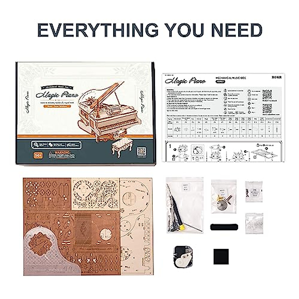 RoWood 3D Puzzles for Adults Wooden Magic Piano Model Kits Mechanical Wooden Puzzles Gifts for Adults Puzzle Music Box for Adults Teens&Friends