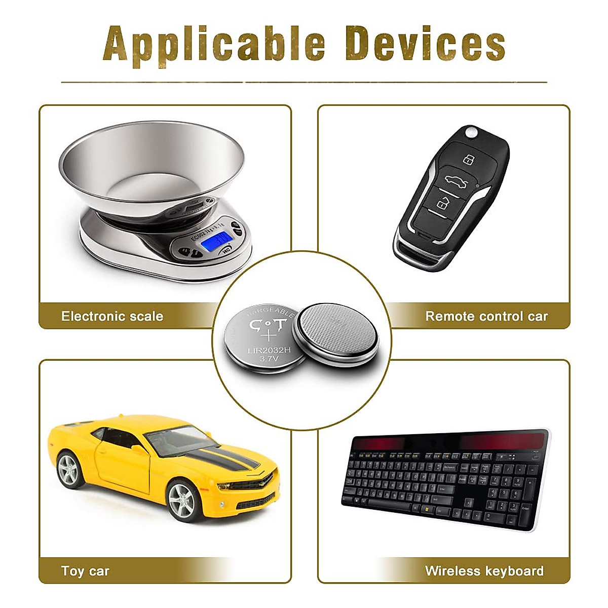 CT-ENERGY Rechargeable 2032h Batteries 6 Pack for Air Tag,3.7V High Capacity 70mAh Lir2032h Batteries for Car Key Fob,Replace 3V CR2032 Battery