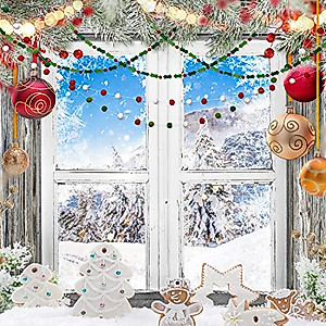 Felt Ball Garland Felt Banner Holiday Holly and Berries Felt Banner Pom Pom Garland Decoration Holiday Decor (6 Pieces)