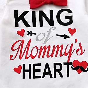 Minseng Direct Baby Boy Valentine's Day Outfit Newborn King Of Mommy Heart Bodysuit (Red,0-3 Months)