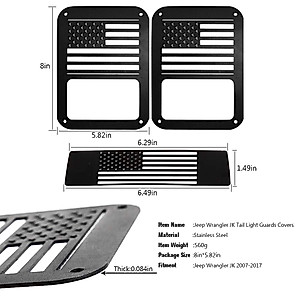 RT-TCZ Tail Light Guards Covers Brake Light Cover For Rear Taillights 2007-2017 Jeep Wrangler JK Unlimited Accessories (US Flag-1)