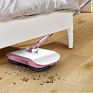 3 in 1 Floor & Carpet Sweeper Hand Push Sweeper Household Quiet Carpet Sweeper Upgraded Powerful Cordless Vacuum Cleaner and Mop forHouse,Office,Kitchen,Carpet (Pink)