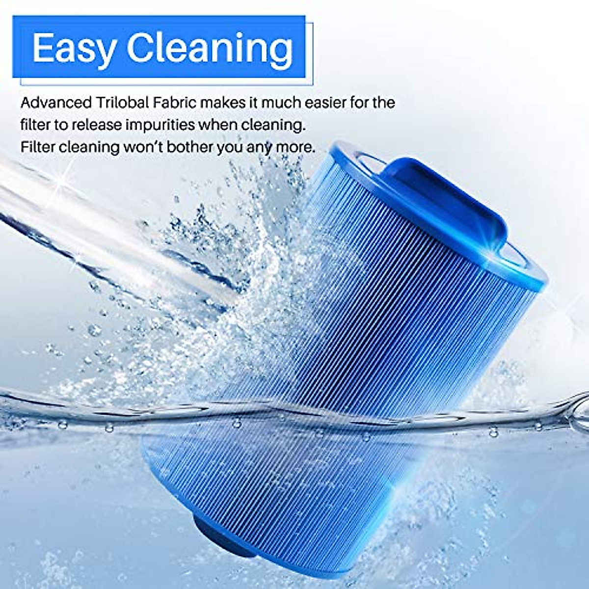 POOLPURE 6CH-940RA Spa Filter Replaces Pleatco PWW50P3-M(1 1/2" Coarse Thread), Filbur FC-0359M, 03FIL1400, 45 sq.ft Screw in Filter 2 Pack