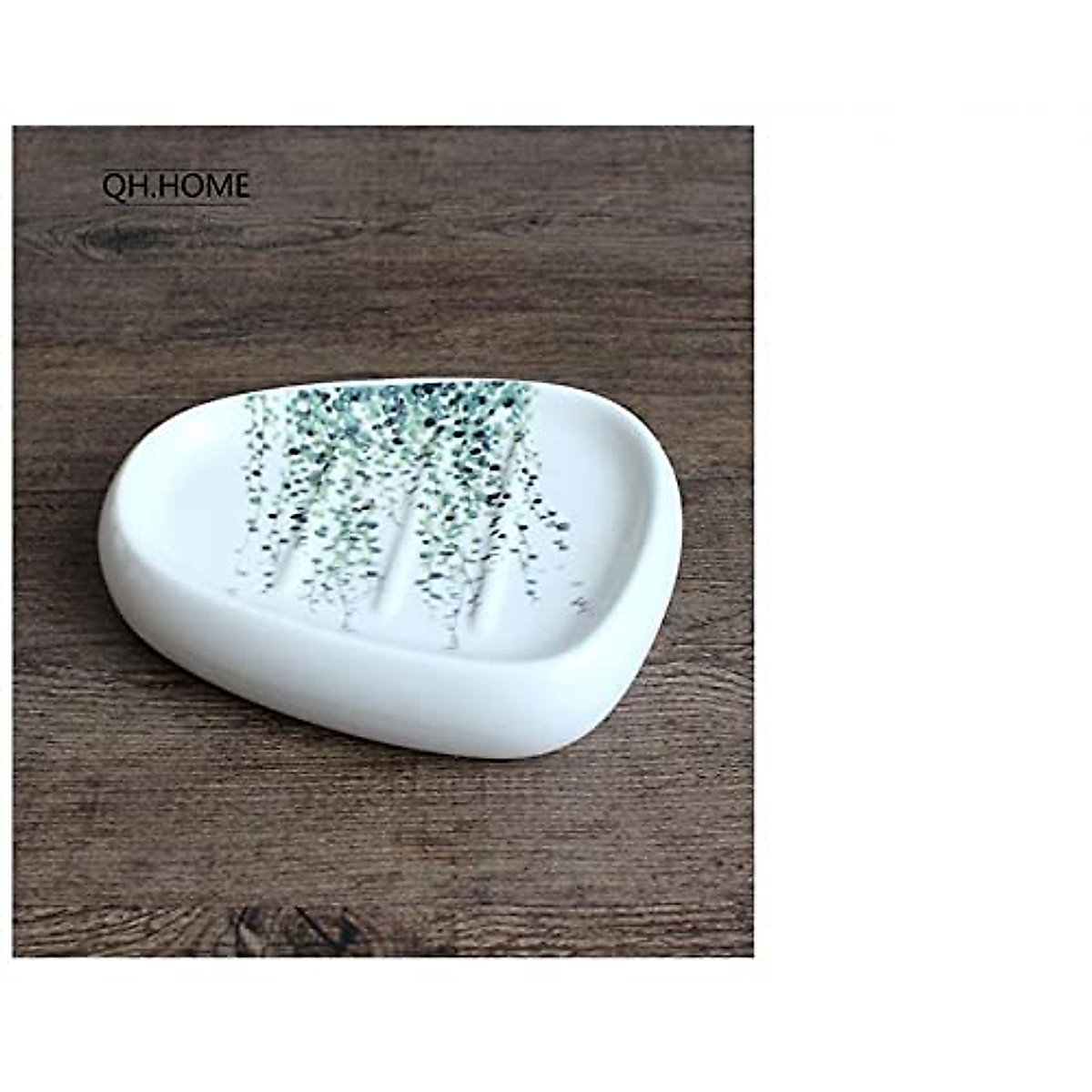 Marble Bathroom Accessories Set - 4 Piece Ceramic Bath Accessory Complete Set Luxury Bath Accessory with Soap Dispenser, Toothbrush Holder, Tumbler, Soap Dish (Green Leaf 2（4Pcs）)