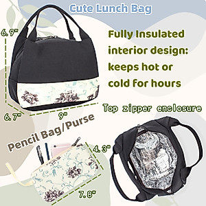 Leaper Floral Canvas Backpack Laptop Bag Daypack Lunch Bag Purse 3 in 1 Black