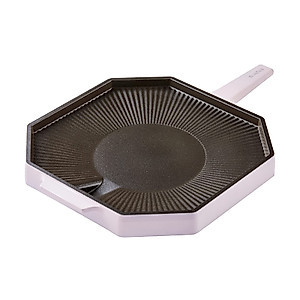 Dr.HOWS Palette Grill Pan, 11 inches Non-Stick Coating grill pan with Carrying pouch for safekeeping, Stove Top, Octagon grill pan, PFOA, PFOS free (Deep pink)