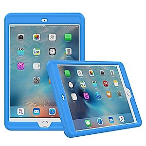 MoKo Case Fit iPad Mini 3/2/1- Light Weight Shock Proof Soft Silicone Back Cover [Kids Friendly] Fit iPad Mini 1 (2012), iPad Mini 2 (2013), iPad Mini 3 (2014), Blue