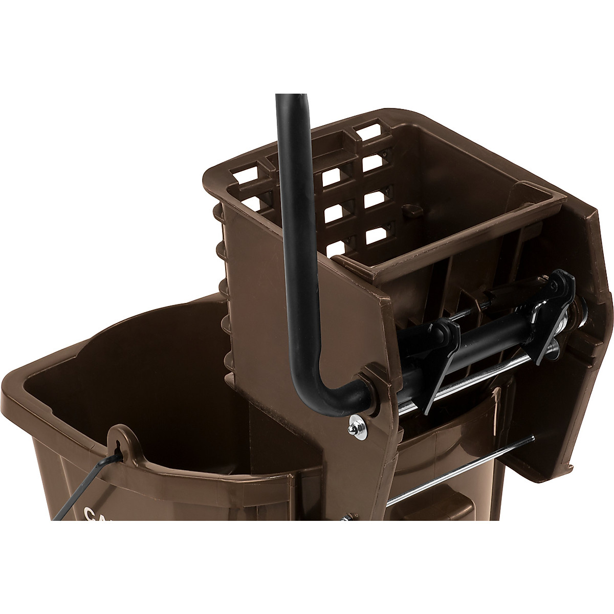 Carlisle FoodService Products Mop Bucket with Side-Press Wringer for Floor Cleaning, Restaurants, Offices, And Janitorial Use, Polyproylene, 26 Quarts, Brown