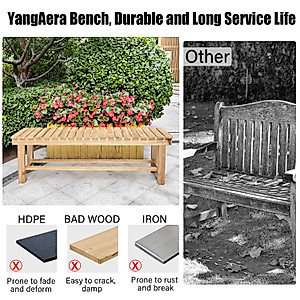 YangAera 120cm Outdoor Garden Benches Weatherproof Patio Bench Two-Person Seat Backless Bench Wood Bench with Slatted High Temperature Bench for Front Porch Backyard (Upgraded to Prevent Fading)
