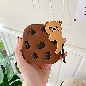 Powerbeats Pro Case, 3D Cute Cartoon Character Shockproof Protective Silicone Case Cover for Powerbeats Pro with Keychain for Girls Women Kids (Cookie Bear)