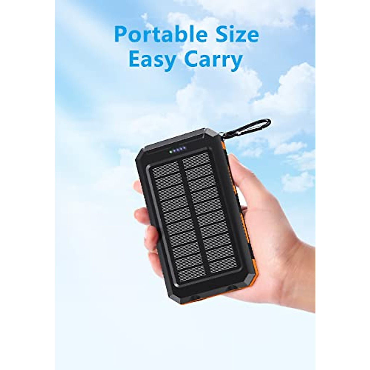Solar Power Bank, Solar Charger, 25000mAh Portable Charger External Battery Pack with Dual DC 5V USB-A Outputs Ports Compatible with iPhone, Samsung Galaxy, Bright LED Flashlight Perfect for Camping