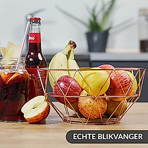 Fruit Bowl for Kitchen Counter - Fruit Basket for Kitchen Countertop - Copper Fruit Bowls Vintage Style - Keeps Fruits and Vegetables Fresh - 10.2 x 4.7 x 5.3 in…