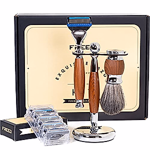 Luxury 4-Piece 5-Blade Razor Shaving Set Men's Safety Razor Grooming Gift Set with Alloy material handle Shaving for Gentleman,Best Father's Day Gift from Taiwan