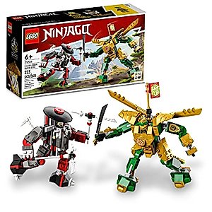 Lego NINJAGO Lloyd’s Mech Battle EVO Building Set 71781, with 2 Action Figures, 2 Posable Ninja Action Figures to Build, Ninja Toy for Kids Ages 6+ with Bone Warrior and Golden Lloyd Minifigures