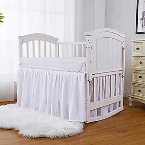 Crib Skirt Dust Ruffle, 100% Egyptian Cotton 400 Thread Count Soft Breathable Crib Bedding Skirt for Baby, Boys and Girls, Fading Resistant (White)