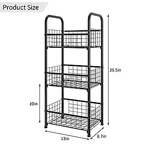 PROXRACER 3-Tier FreeStanding Open Shelf,Bathroom Organizer Shelves Unit with Adjustable Feet, Metal Steel Storage Tower Organizer Rack Basket Cart for Bathroom, Living Room, Balcony, Kitchen