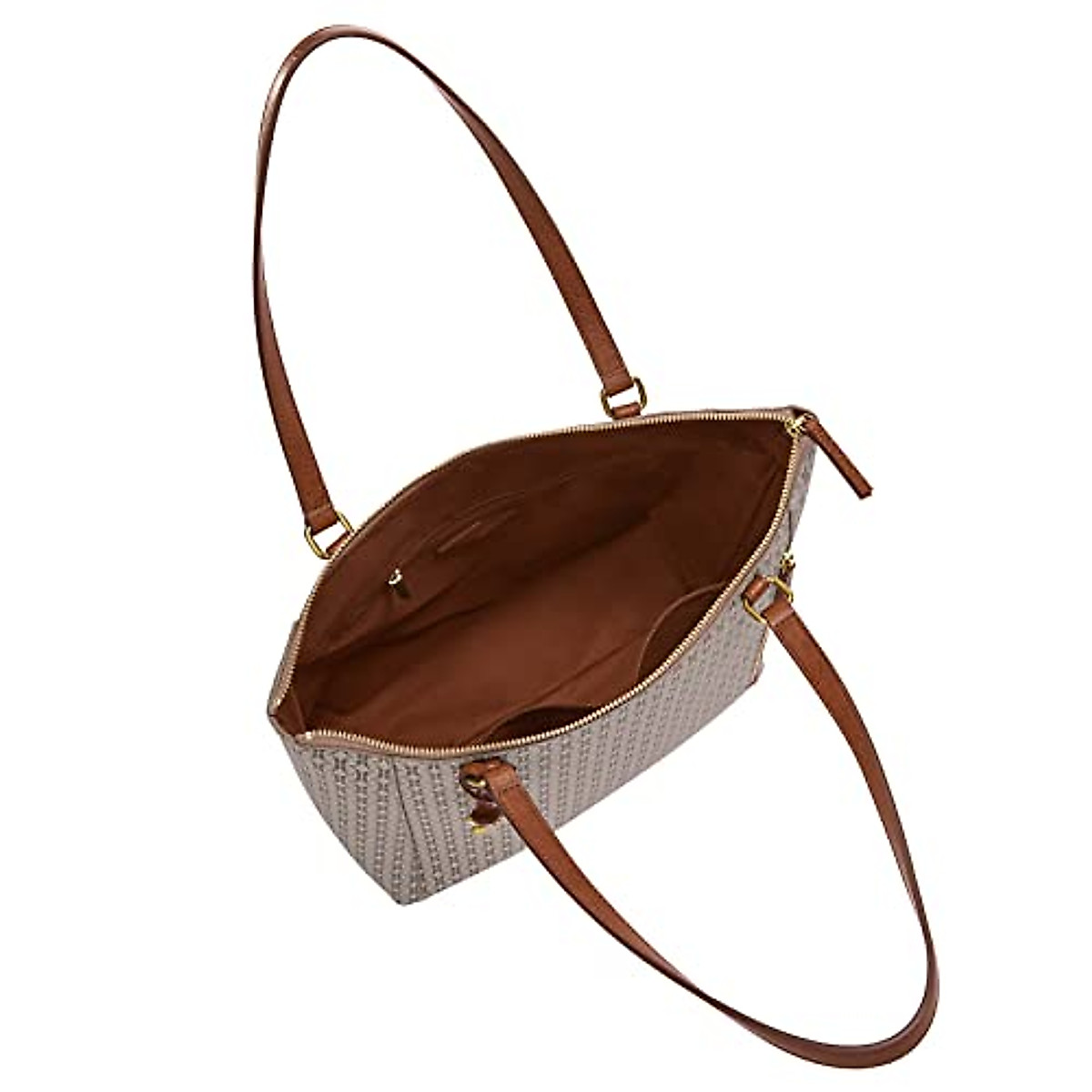 Fossil Women's Tara Faux Leather Shopper Tote Purse Handbag, Taupe/Tan (Model: ZB1781939)