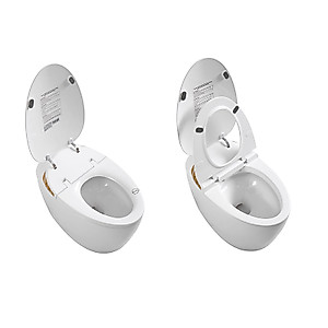 BWE Smart Toilet With Bidet Built In, One-piece Bidet Toilet Seat, Auto Flush, Auto Open & Auto Close,Heated Seat, Warm Water and Dry, Wireless Remote Control