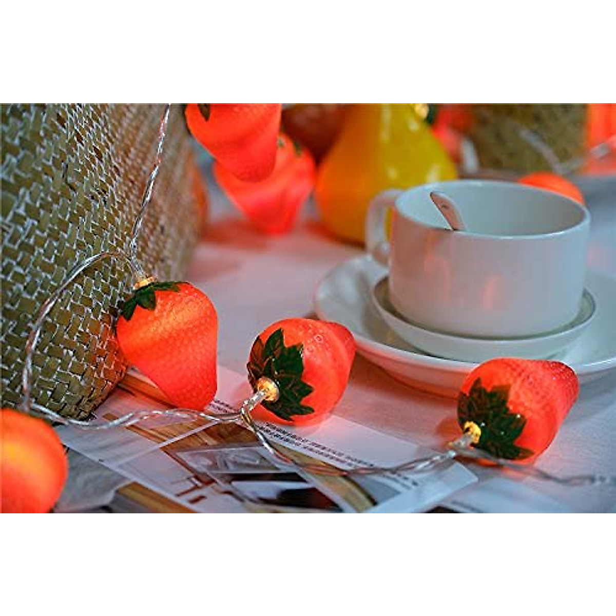 SDOUBLEM 20LED Fruit Strawberry String Lights Battery Powered Indoor Outdoor Lighting Lamp for Wedding Home Birthday Garden Yard Patio Party Decorations