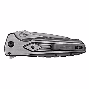 Kershaw Deadline Folding Pocket Knife (1087) 3.8 In. 8Cr13MoV Stainless Steel Blade with 2-Toned Handle, Features Reversible Deep Carry Clip and KVT Ball-Bearing Manual Opening System, 4.6 oz.,Grey, Small