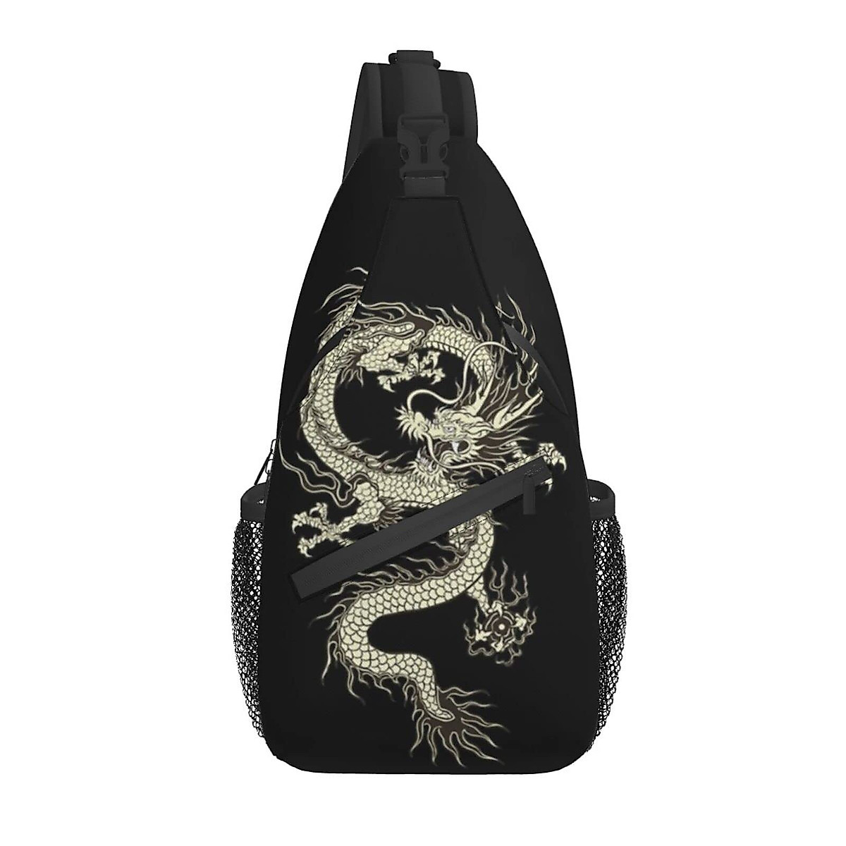 Dragon Pattern Sling Bag Crossbody Chest Daypack Casual Backpack Cool Shoulder Bag For Travel Hiking Sport Gym